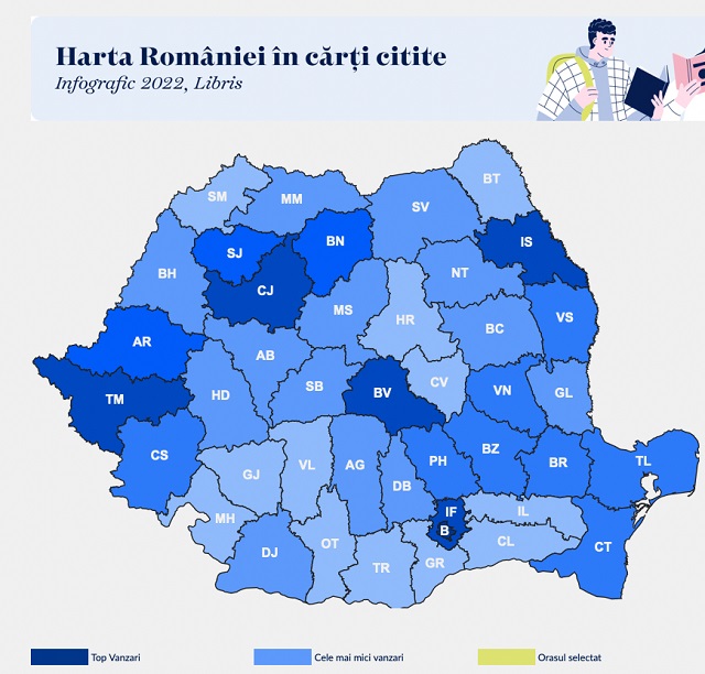 Harta Romaniei in carti citite: ce volume au ales romanii pe Libris in 2022