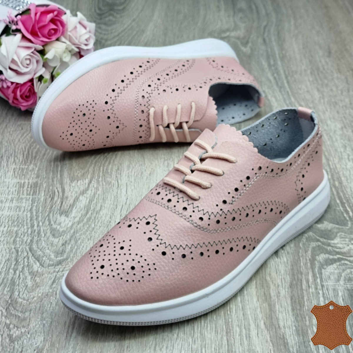️Pantofi Sport Dama Roz Piele Naturala Mary
